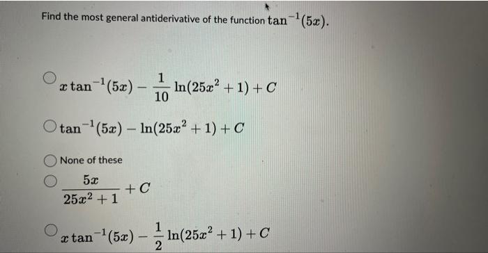 Solved Find the most general antiderivative of the function | Chegg.com