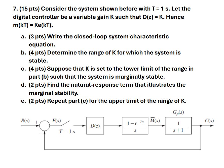 Solved (15 ﻿pts) ﻿Consider the system shown before with | Chegg.com