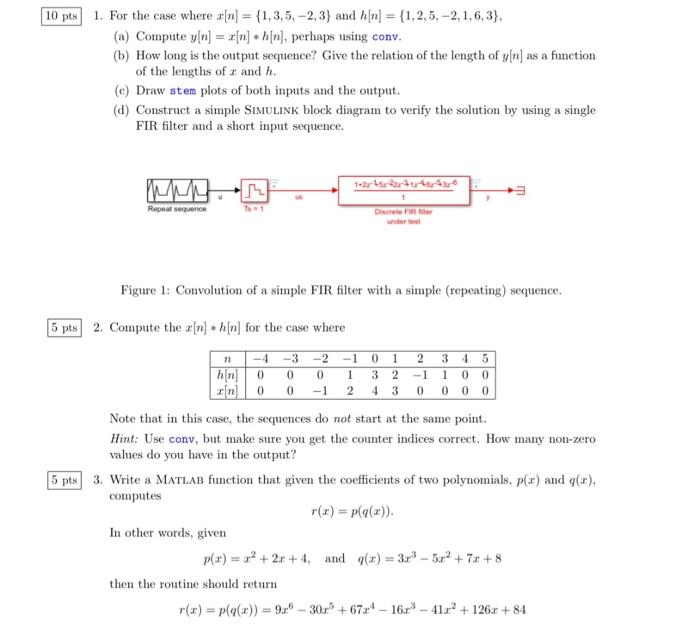 Solved 1. For the case where x[n]={1,3,5,−2,3} and | Chegg.com