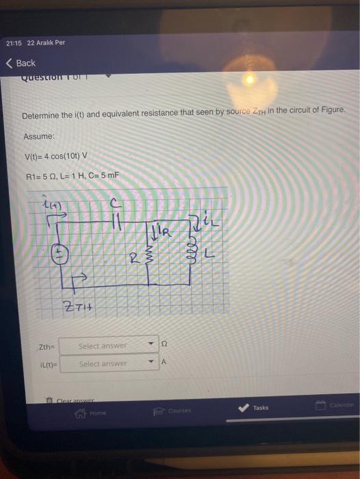 [Solved]: Determine the ( i(t) ) and equivalent resistanc
