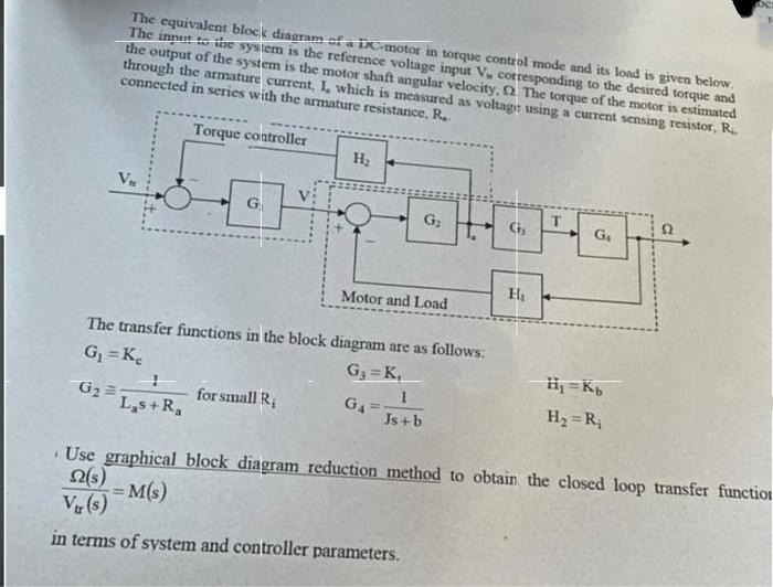 Solved The equivalent block diagram of a ive-motor in torque | Chegg.com