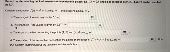 Solved Record non-terminating decimal answers to three | Chegg.com