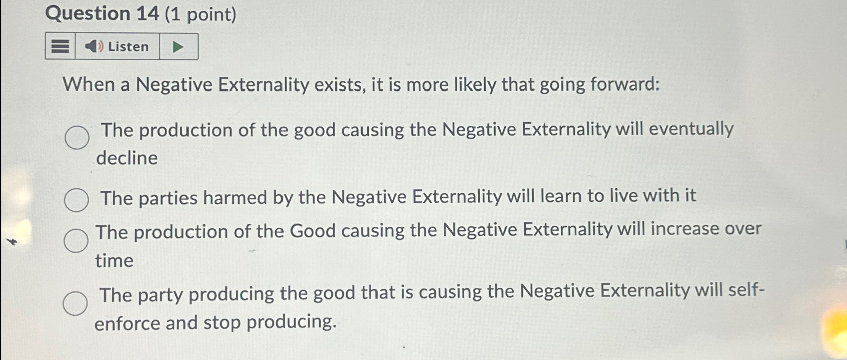 Solved Question 14 (1 ﻿point)ListenWhen a Negative | Chegg.com