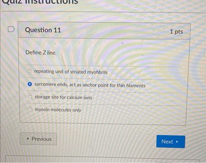 Solved Define Z line. repeating unit of striated myofibrils | Chegg.com