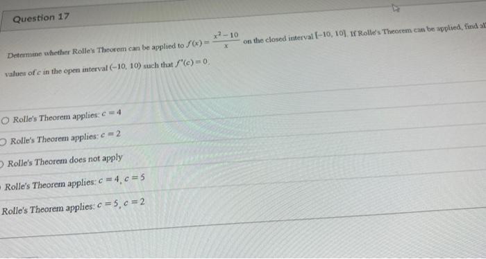Solved Determine Whether Rolles Theorem Can Be Applied To