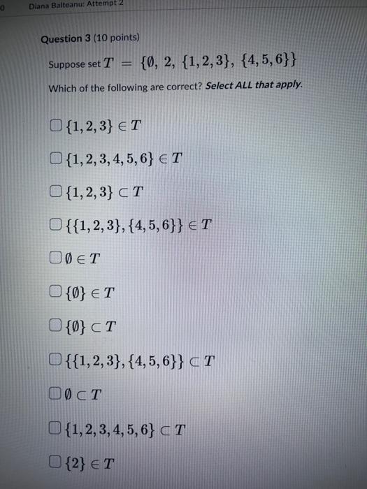 Solved Question 3 (10 points) Suppose set | Chegg.com