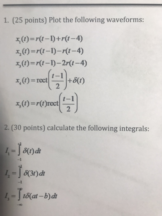 Solved 1. (25 points) Plot the following waveforms: | Chegg.com