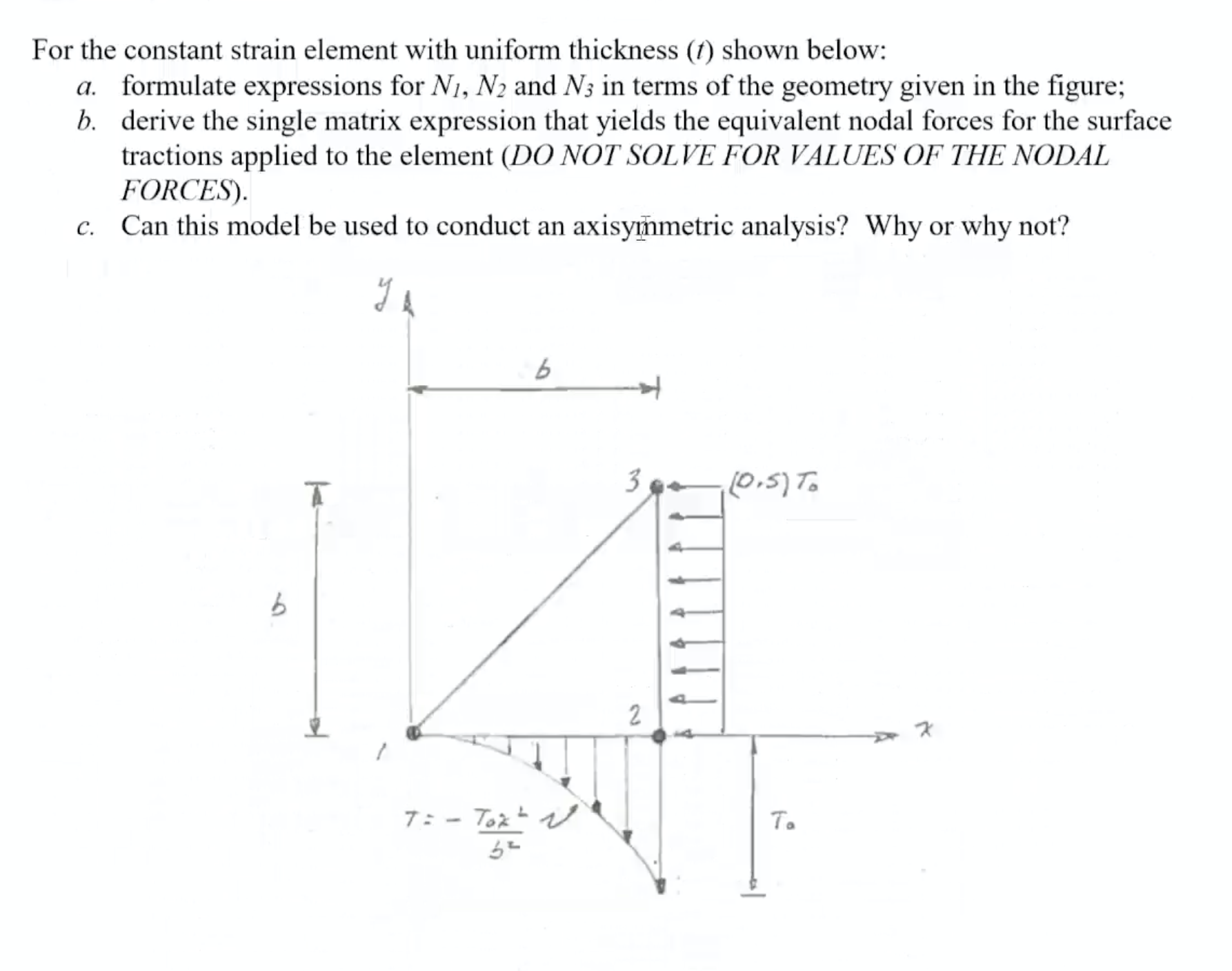 Solved For the constant strain element with uniform | Chegg.com