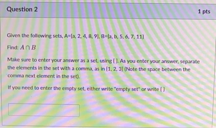 Solved Given the following sets, | Chegg.com