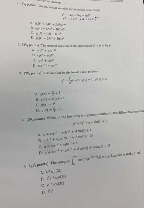 Solved correct answer: 1. (22 points) The particular | Chegg.com