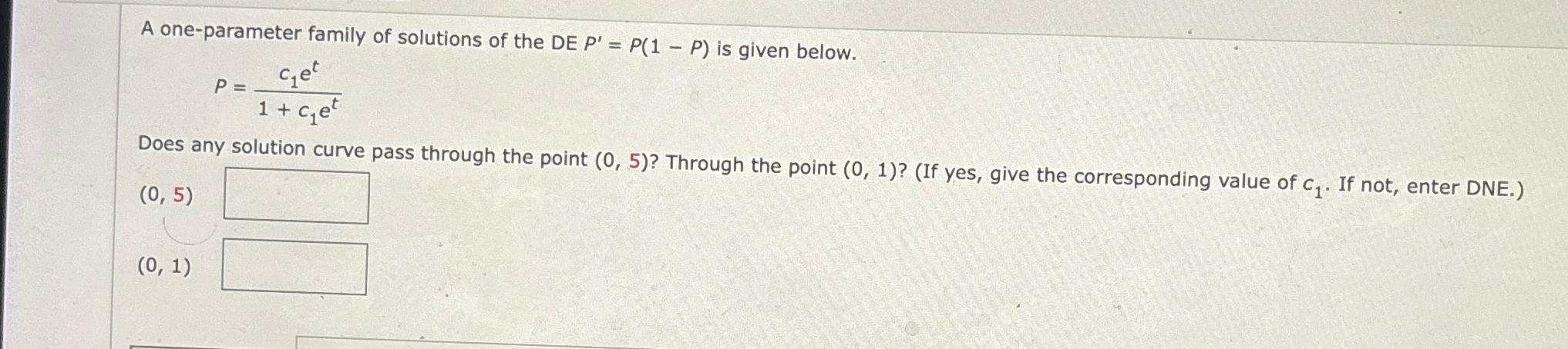 Solved A one-parameter family of solutions of the DE | Chegg.com