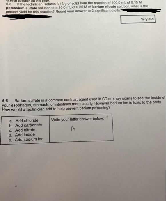 Solved Question 5(30pt) Barium sulfate is a common contrast | Chegg.com