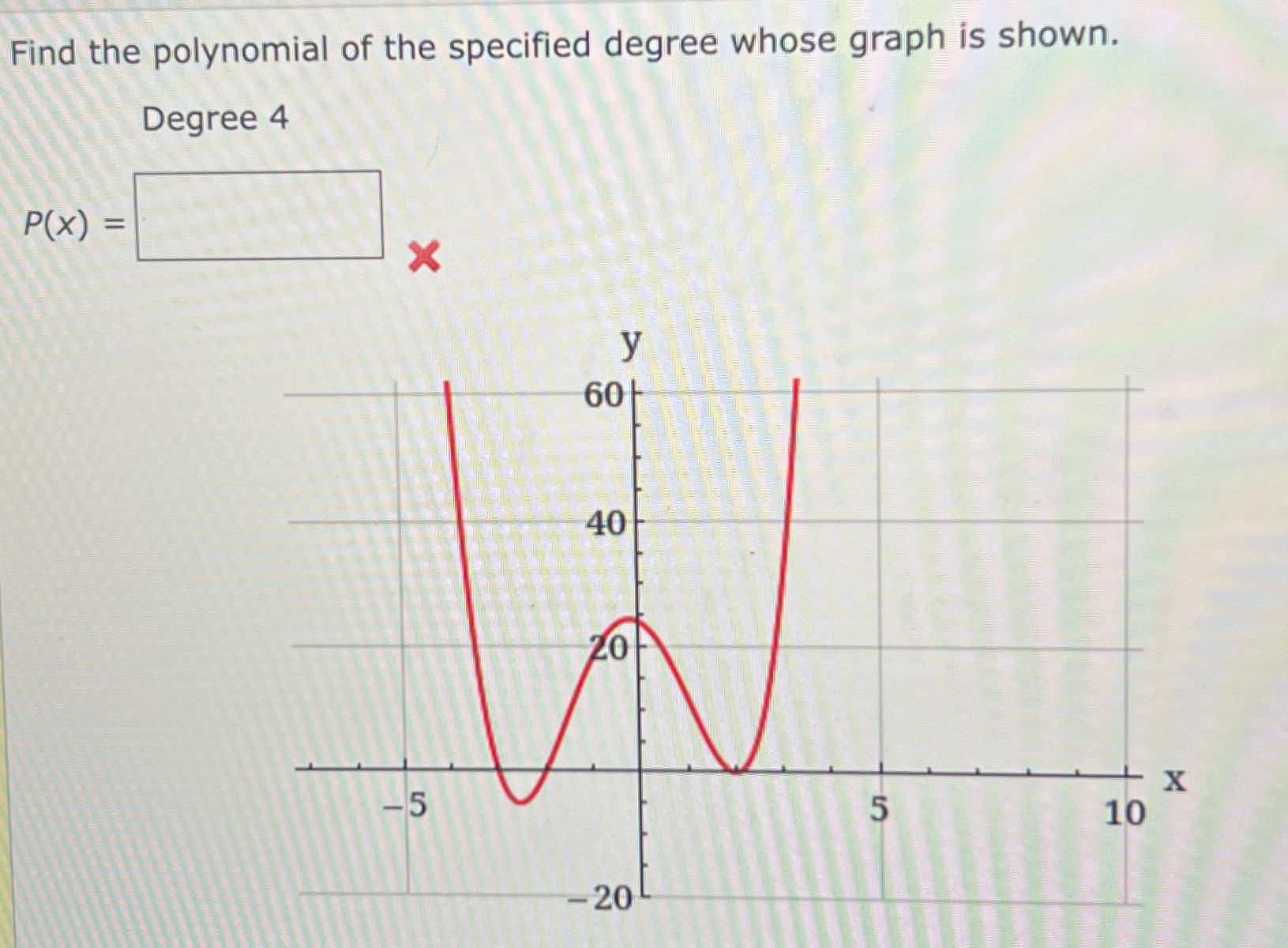 Solved Find the polynomial of the specified degree whose | Chegg.com