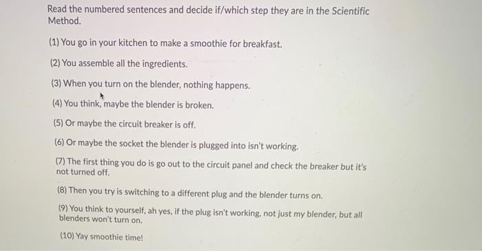 Solved Read the numbered sentences and decide if/which step | Chegg.com
