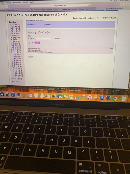 Solved View History Bookmarks Window Help a myopenmath.com | Chegg.com