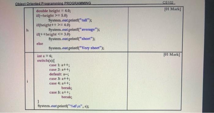 Solved Q1. Write the output for the following code segments: | Chegg.com