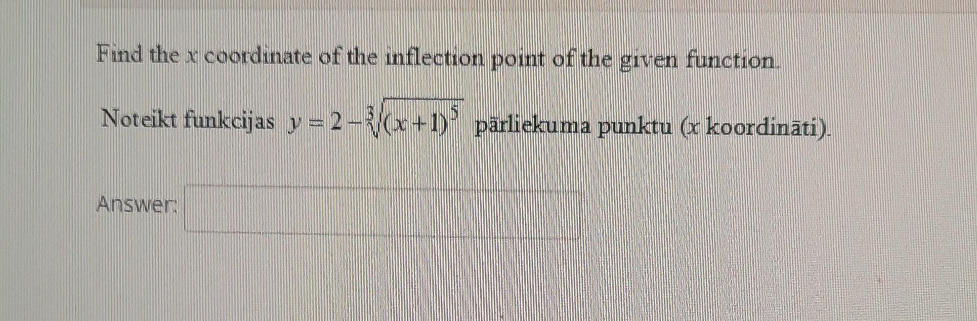 Solved Find The X Coordinate Of The Inflection Point Of The