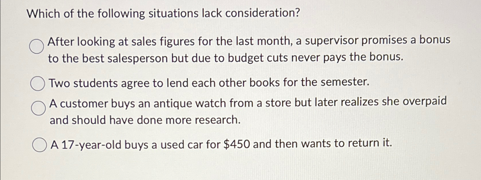 Solved Which of the following situations lack | Chegg.com