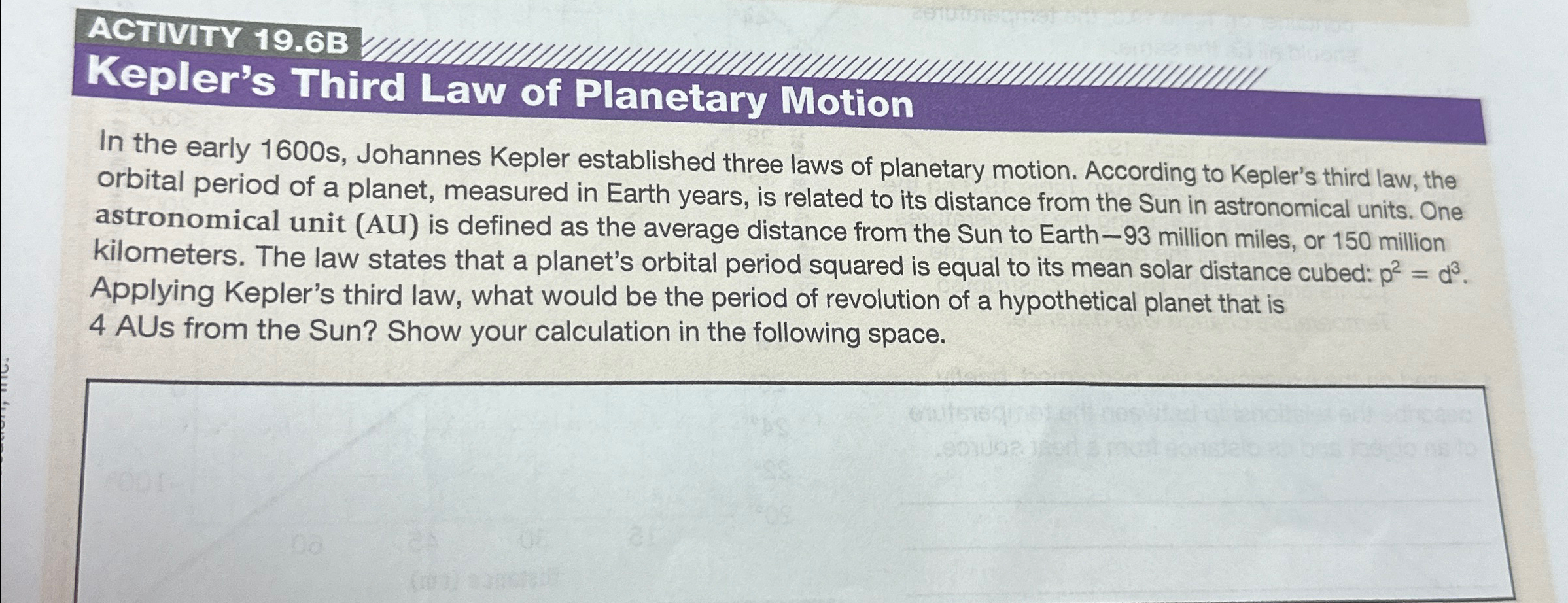 Solved ACTIVITY 19.6B ﻿Kepler's Third Law of Planetary | Chegg.com