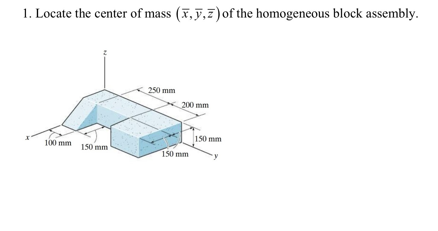 Solved Locate the center of mass (x‾,y,z) ﻿of the | Chegg.com