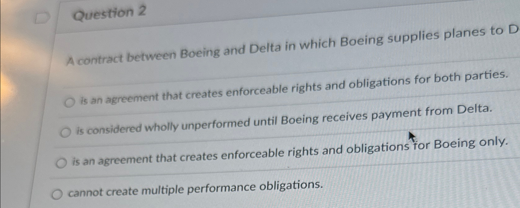 Solved Question 2A contract between Boeing and Delta in | Chegg.com