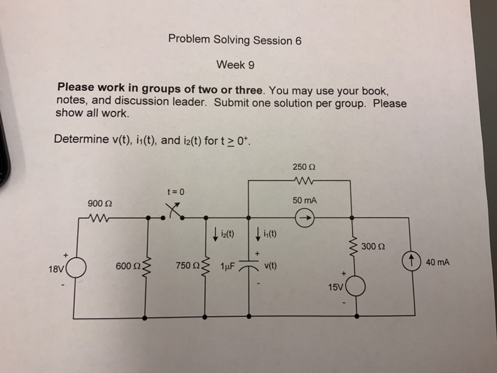 Solved Problem Solving Session 6 Week 9 Please work in | Chegg.com