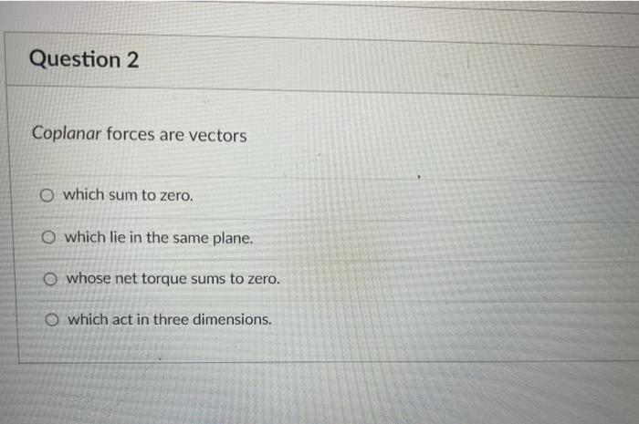 Solved Question 2 Coplanar forces are vectors O which sum to | Chegg.com
