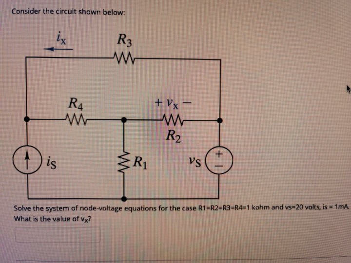 Solved Consider the circuit shown below: ix R3 R4 + Vx R2 R1 | Chegg.com
