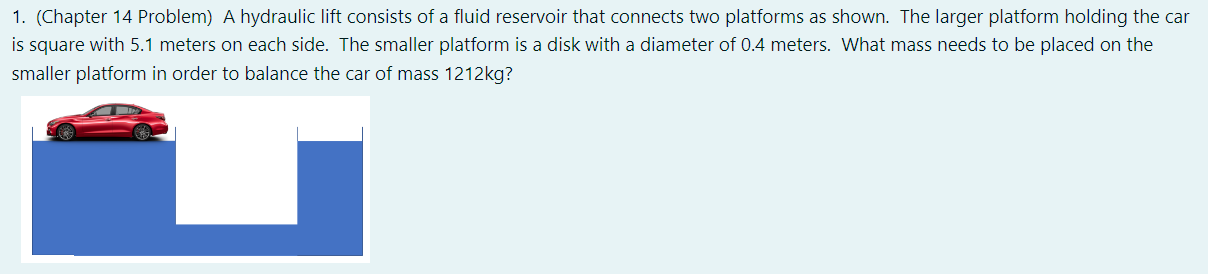 Solved (Chapter 14 Problem) A hydraulic lift consists of a | Chegg.com Solved (Chapter 14 Problem) A hydraulic lift consists of a | Chegg.com
