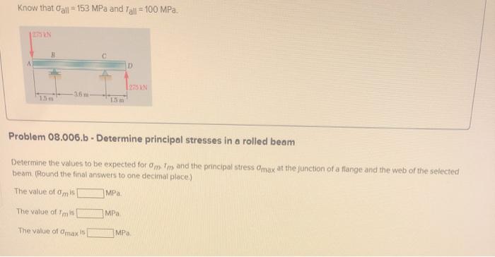 Solved Know that all=153 MPa and Tall = 100 MPa. IN D TUIN | Chegg.com
