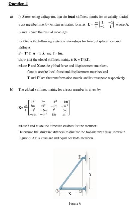 Solved a) i) Show, using a diagram, that the local stiffness | Chegg.com