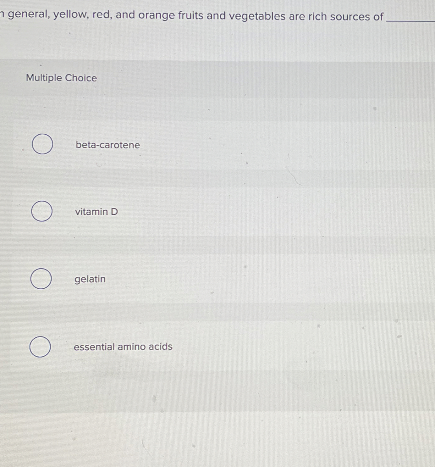 Solved general, yellow, red, and orange fruits and | Chegg.com