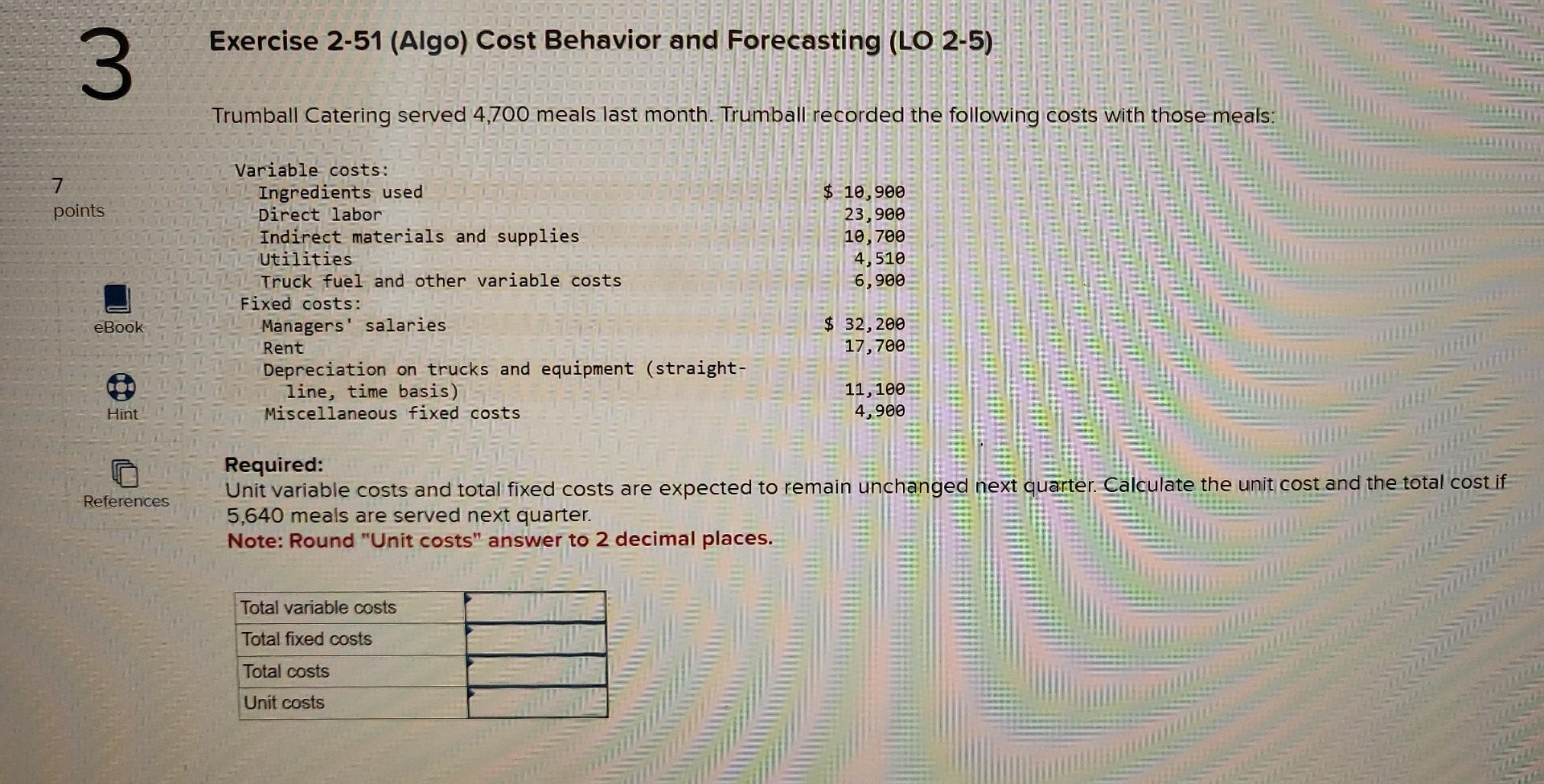 Solved Exercise 2-51 (Algo) Cost Behavior and Forecasting | Chegg.com