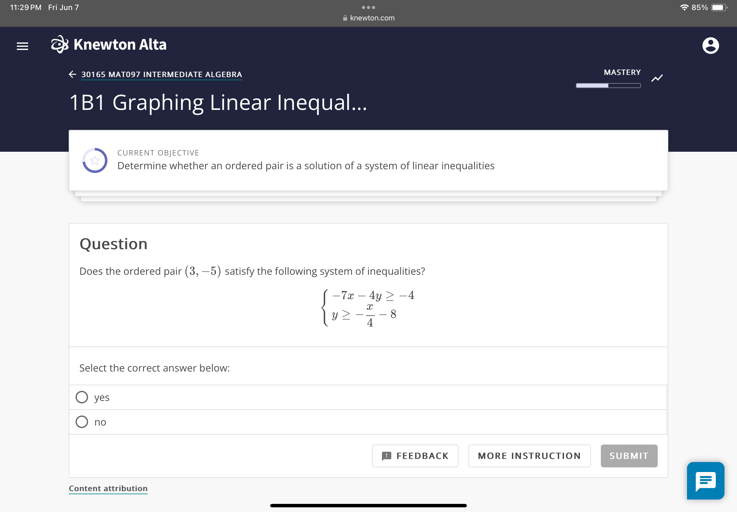 Solved Pregunta ¿El par ordenado(3,-5) ¿satisface el | Chegg.com