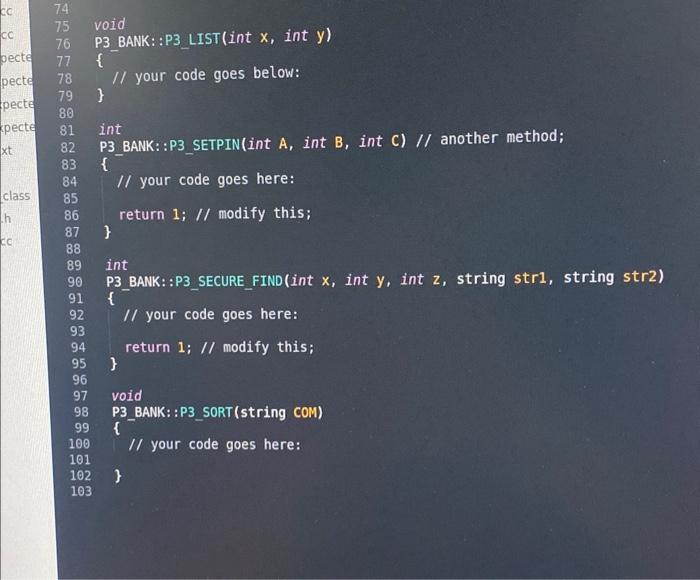 void P3 SORT(string); 1/ example usage: b.P3 SORT | Chegg.com