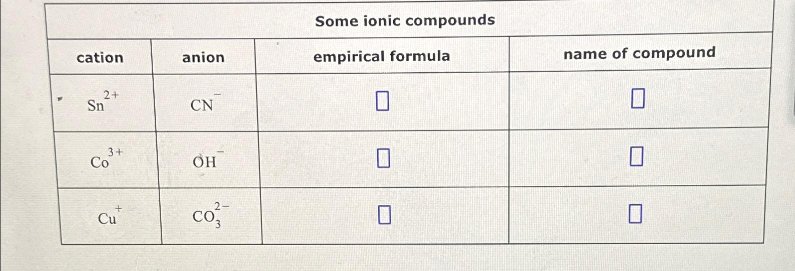 \table[[Some ionic | Chegg.com