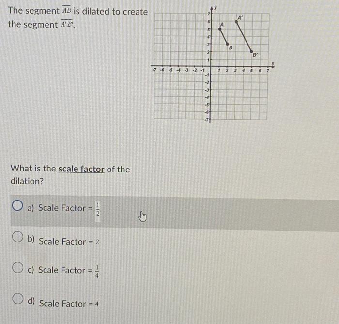 Solved The segment AB is dilated to creati the segment A′B. | Chegg.com