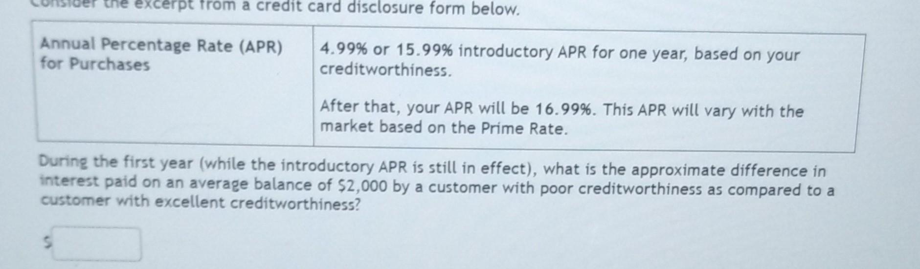 Solved During the first year (while the introductory APR is | Chegg.com
