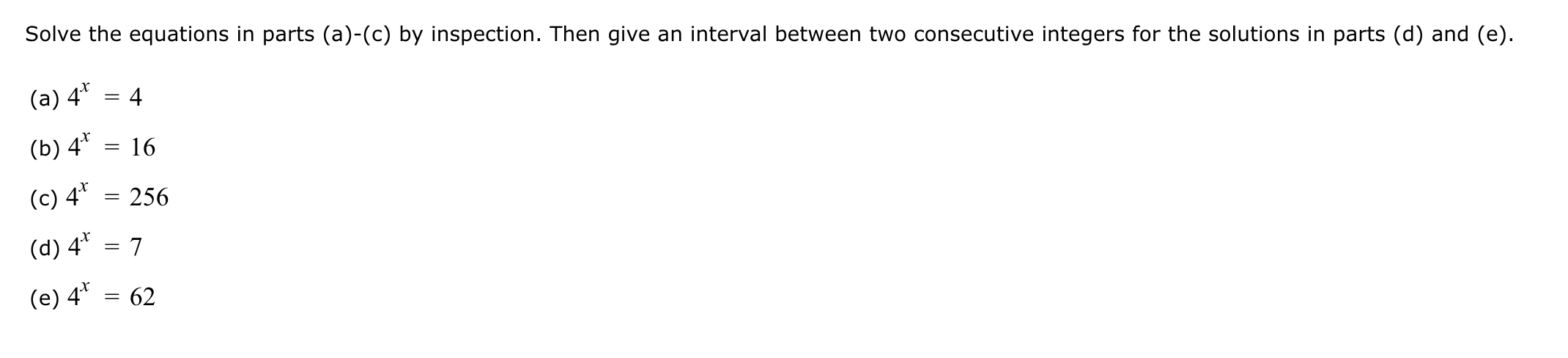 Solved Solve the equations in parts (a)-(c) ﻿by inspection. | Chegg.com