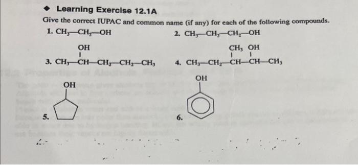 Solved Learning Exercise 12.1A Give the correct IUPAC and | Chegg.com