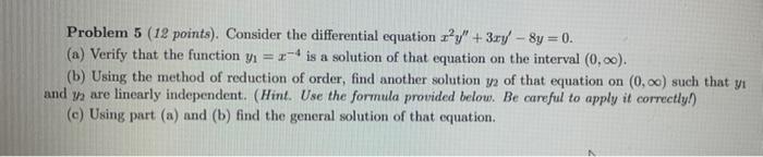 Solved Problem 5 (12 points). Consider the differential | Chegg.com