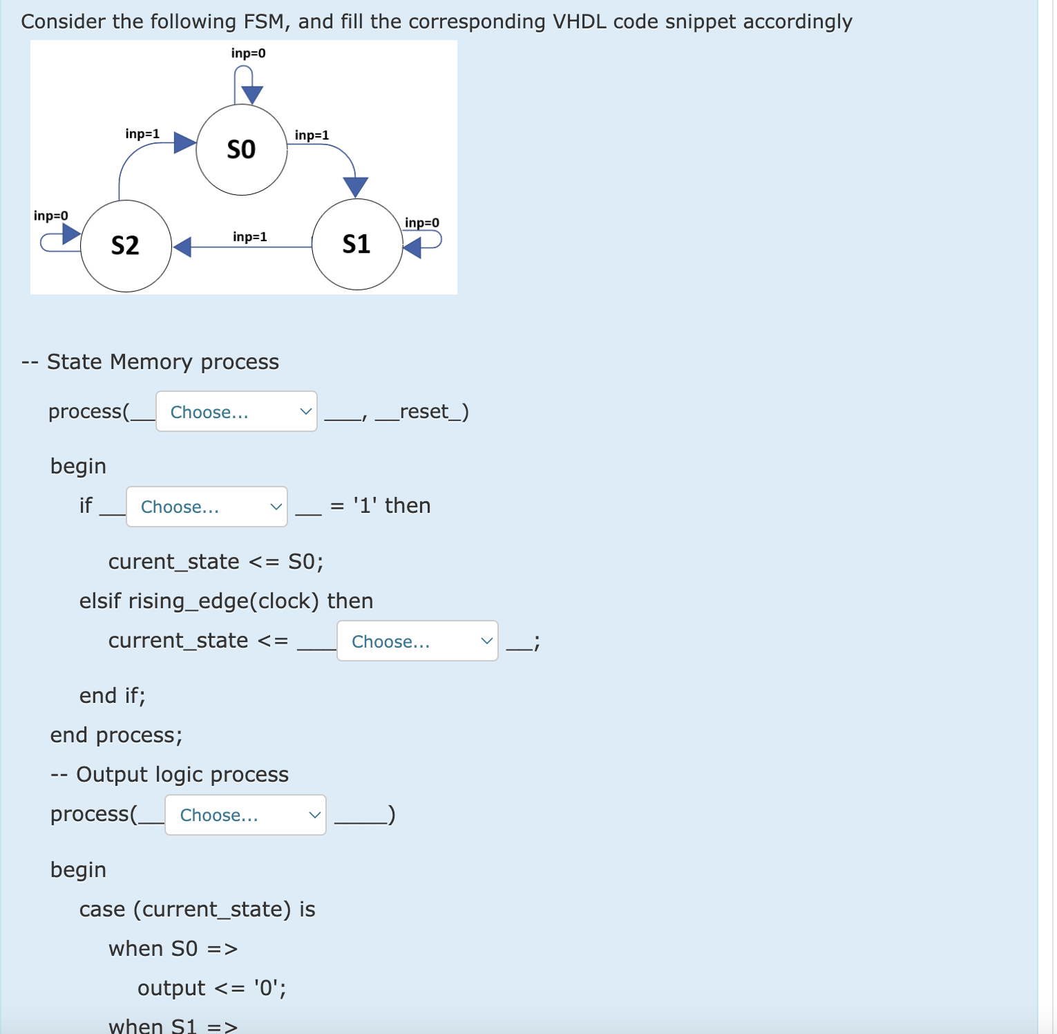 Solved Consider the following FSM, ﻿and fill the | Chegg.com