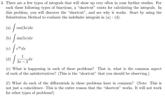 Solved 3. There are a few types of integrals that will show | Chegg.com