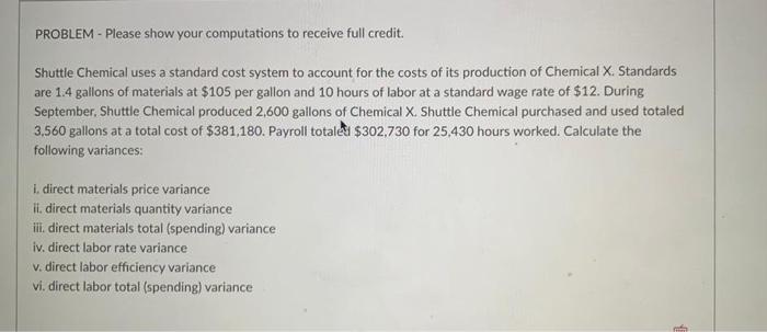 Solved PROBLEM - Please show your computations to receive | Chegg.com