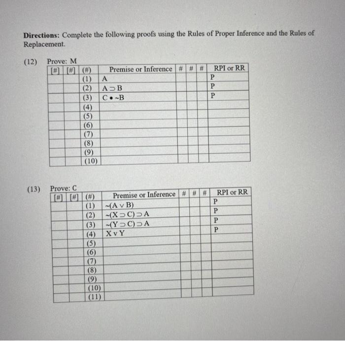 Directions: Complete the following Truth Table. (9) | Chegg.com