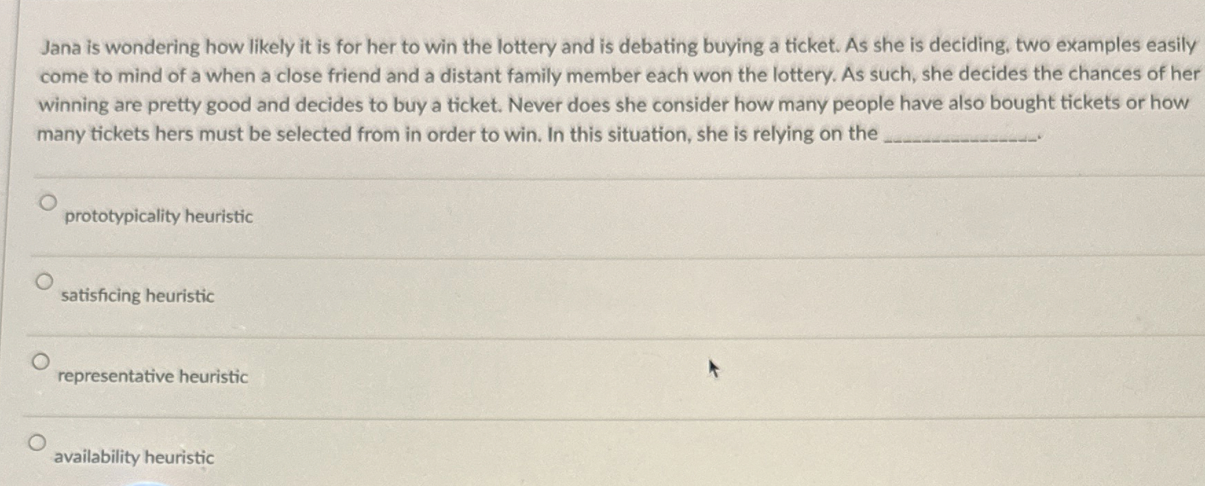 Solved Jana is wondering how likely it is for her to win the | Chegg.com