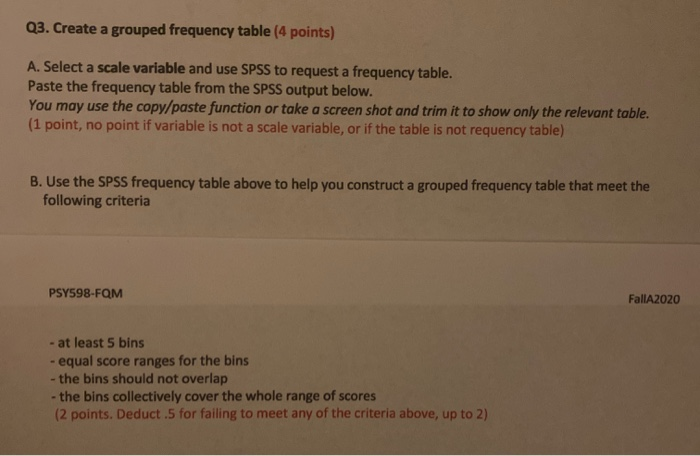 Q3. Create a grouped frequency table (4 points) A. | Chegg.com