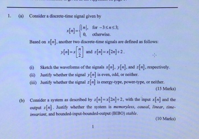Solved (a) Consider a discrete-time signal given by | Chegg.com
