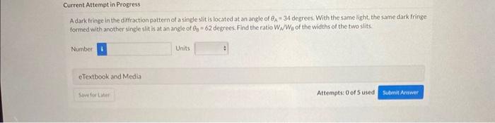 [Solved]: Adark fringe in the diffraction pattern of a sing