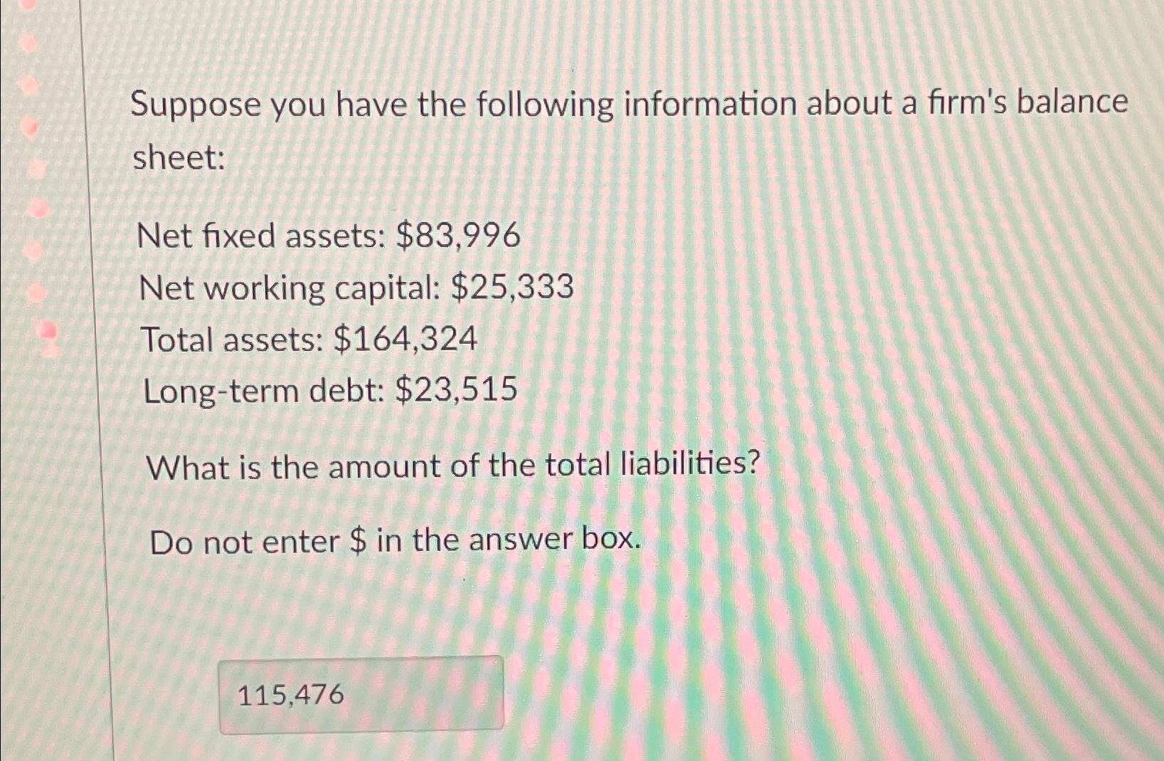Solved Suppose you have the following information about a | Chegg.com